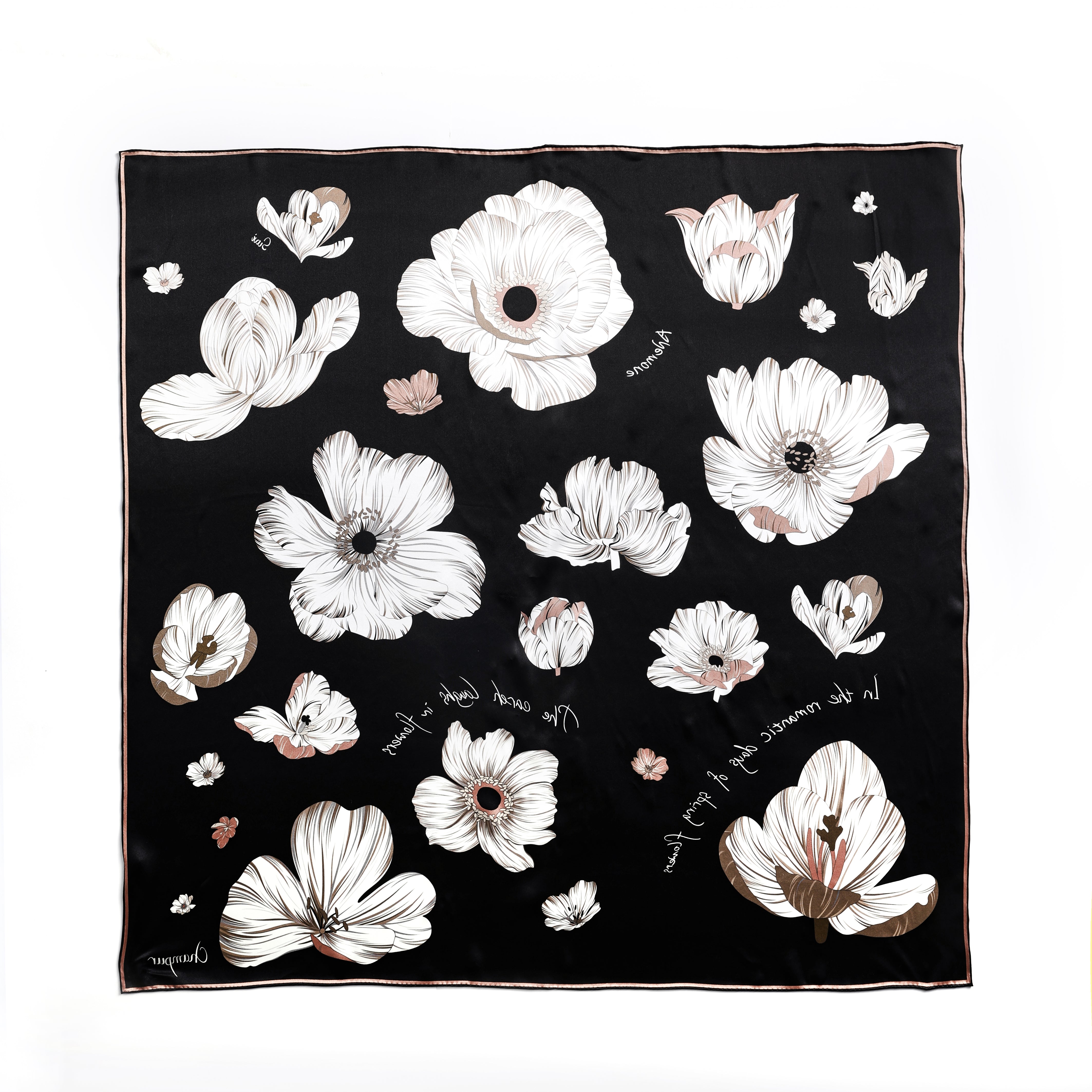 Life Is But A Dream Square 90 Obsidian Black Silk Scarf – Mysilkoo